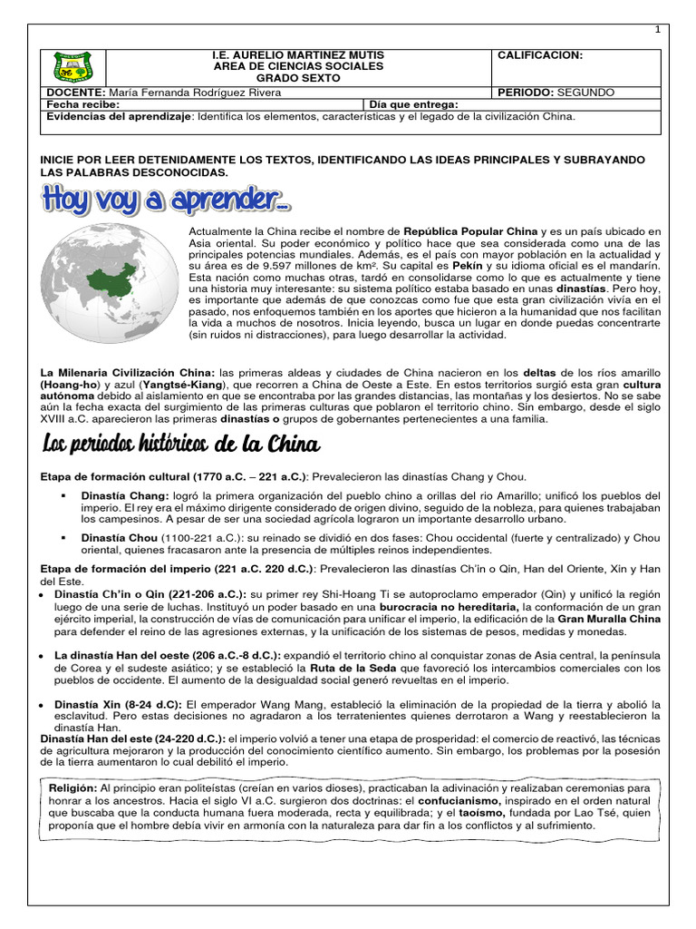 Civilización China: Historia y Legado | PDF | China | Política mundial