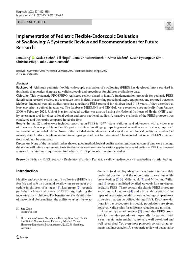 Pediatric FEES Protocol Review | PDF | Systematic Review | Medicine
