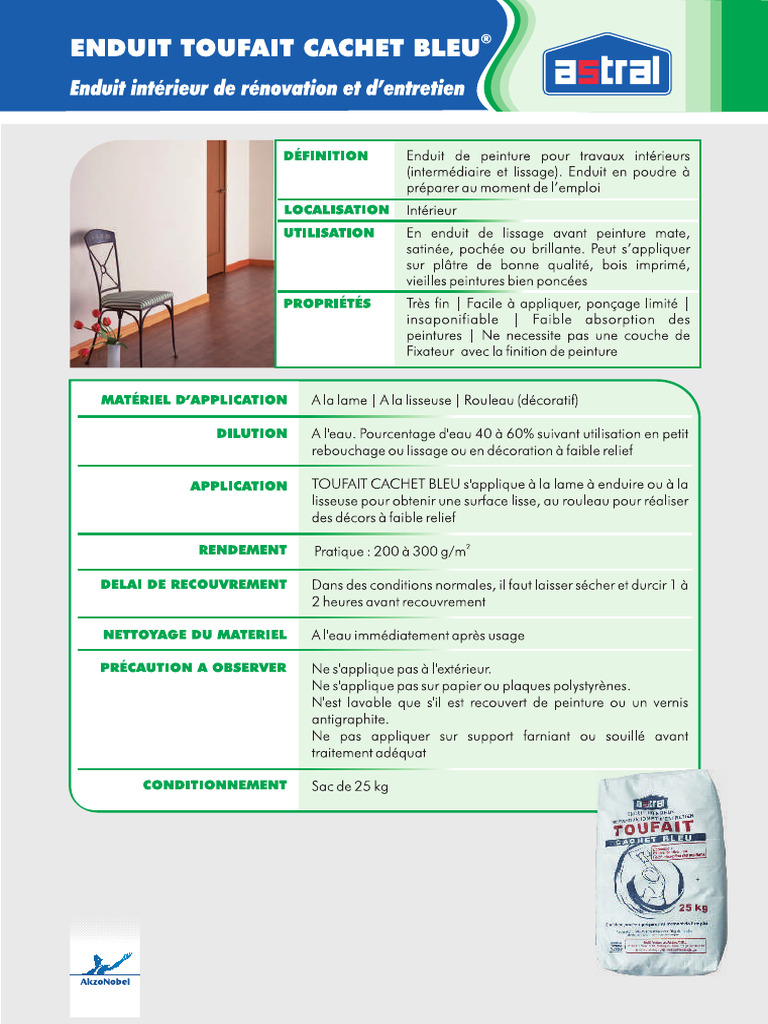 Toufait Cachet Bleu Astral Fiche Technique | PDF