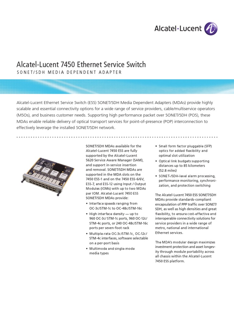 7450 Ess Sonet-Sdh Mda r9 en Datasheet | PDF | Virtual Private Network ...