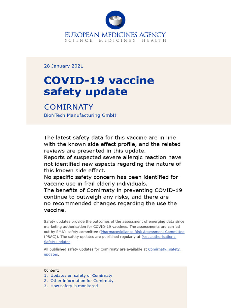 Covid 19 Vaccine Safety Update Comirnaty - 28.01 09.12.2021 - EN | PDF ...