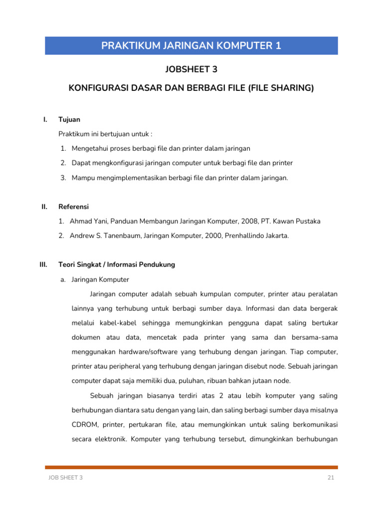 JOBSHEET 3 - PRAKTIKUM JARKOM 1 Edisi MBKM 2022 FINAL | PDF