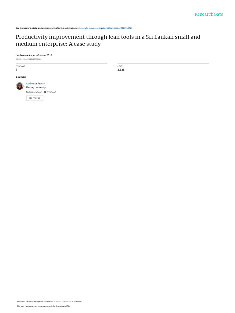 Productivity Improvement Through Lean Tools in A S | PDF | Lean Manufacturing | Small And Medium ...