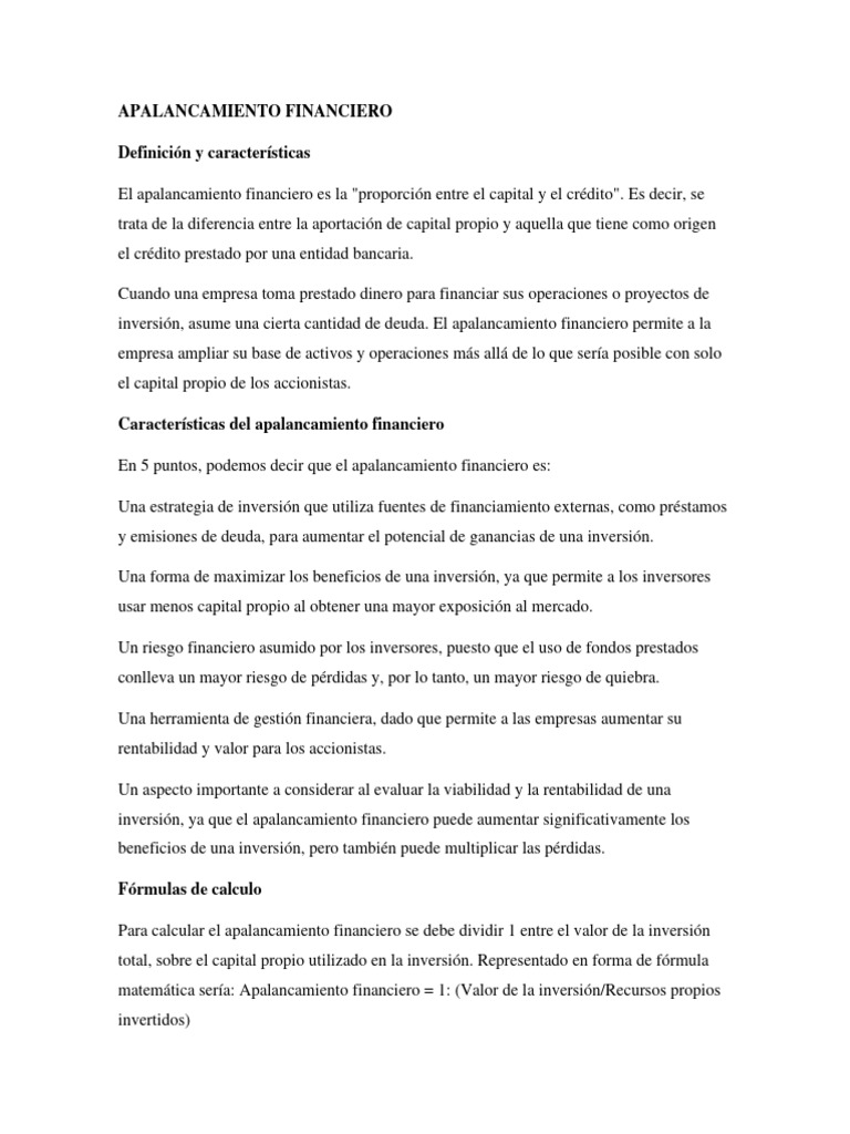 APALANCAMIENTO-FINANCIERO | PDF | Apalancamiento (Finanzas) | Contabilidad financiera