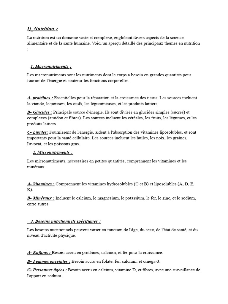 Guide complet sur la nutrition humaine | PDF | Nutriments | Nutrition