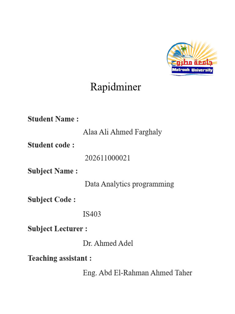 Rapidminer Report | Download Free PDF | Linear Regression | Principal Component Analysis