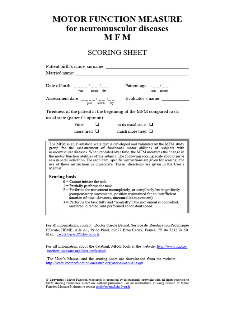 Motor Function Measure | PDF | Clinical Medicine
