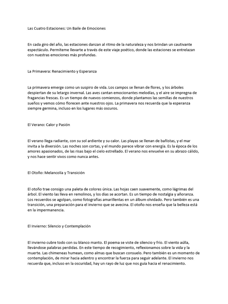 Emociones a Través de las Estaciones | PDF | Poesía