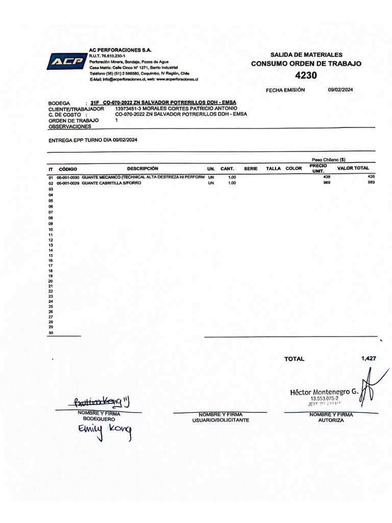 Consumo Epp 09 Febrero | PDF