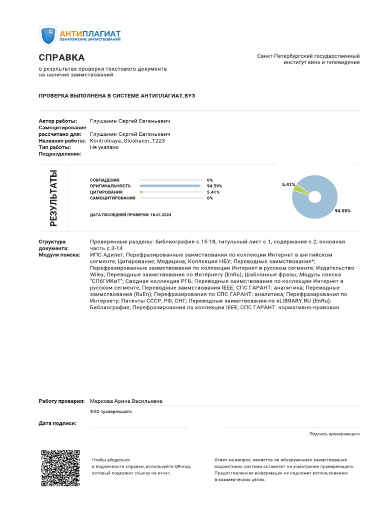 Certificate 296 20240118 Glushanin Sergey Evgenyevich | PDF