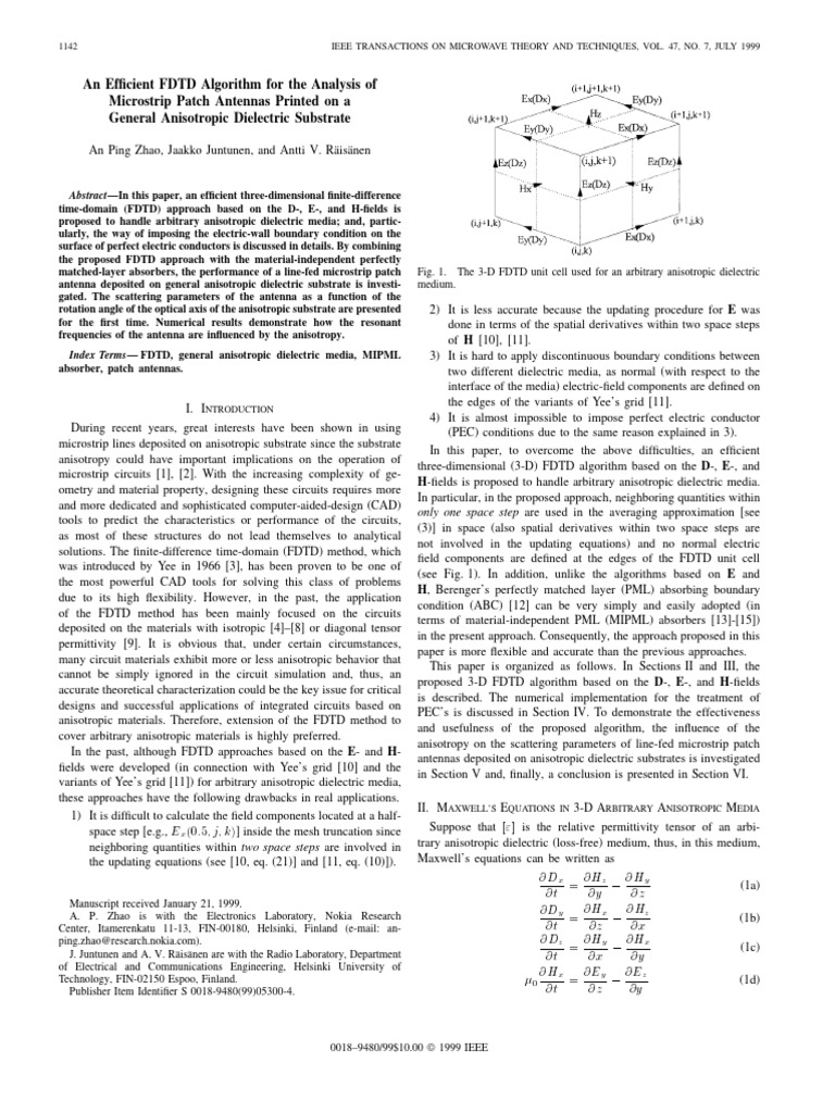 An Efficient FDTD Algorithm For The Anal | PDF | Anisotropy | Chemistry