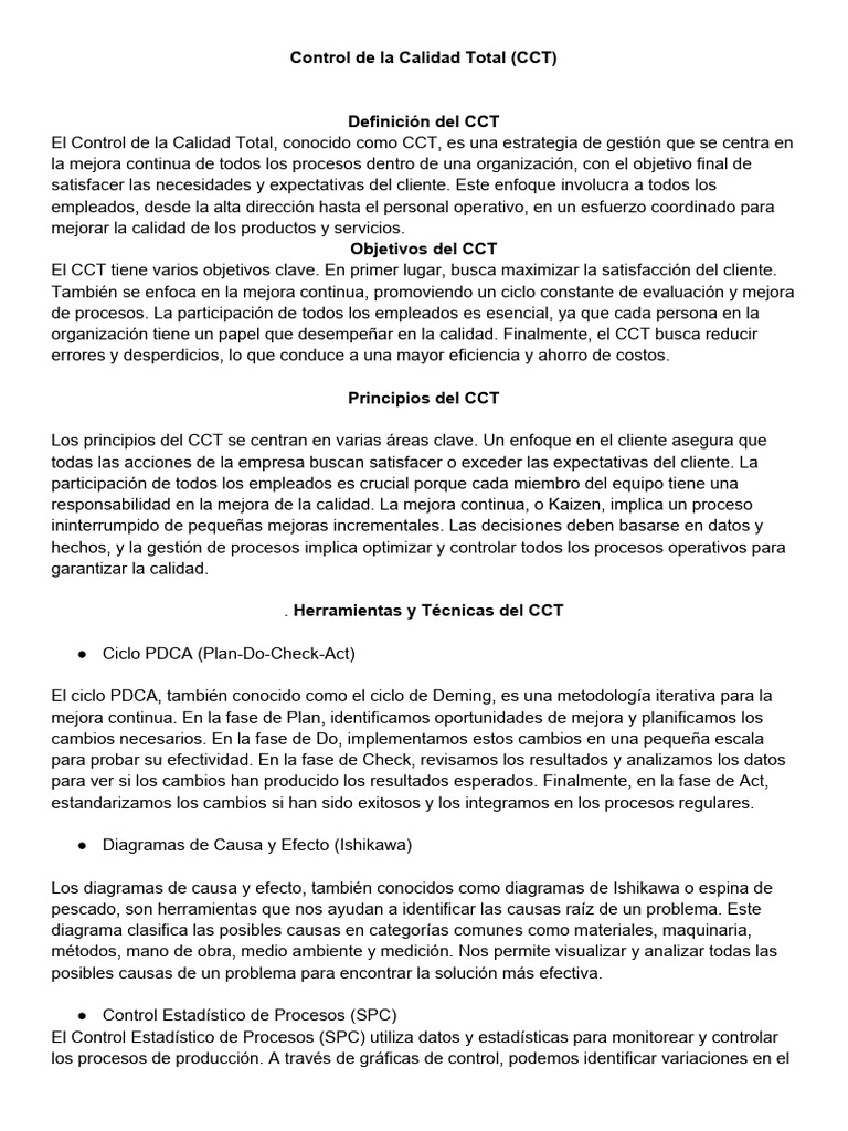 Estrategias y Beneficios del CCT | PDF | Calidad (comercial) | Business