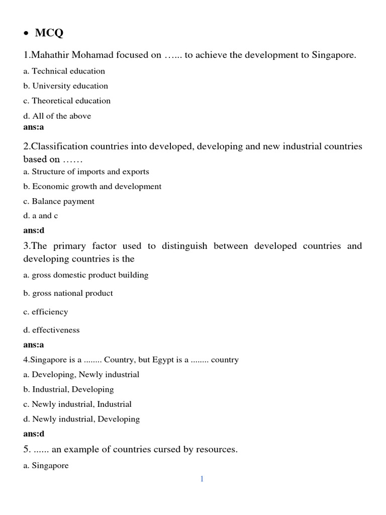 MCQ, Economic | PDF | Foreign Direct Investment | Investing