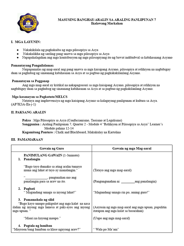 DLP pilosopiyaSaAsya | PDF