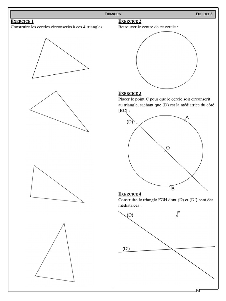 Exercices sur les Triangles et Médiatrices | PDF