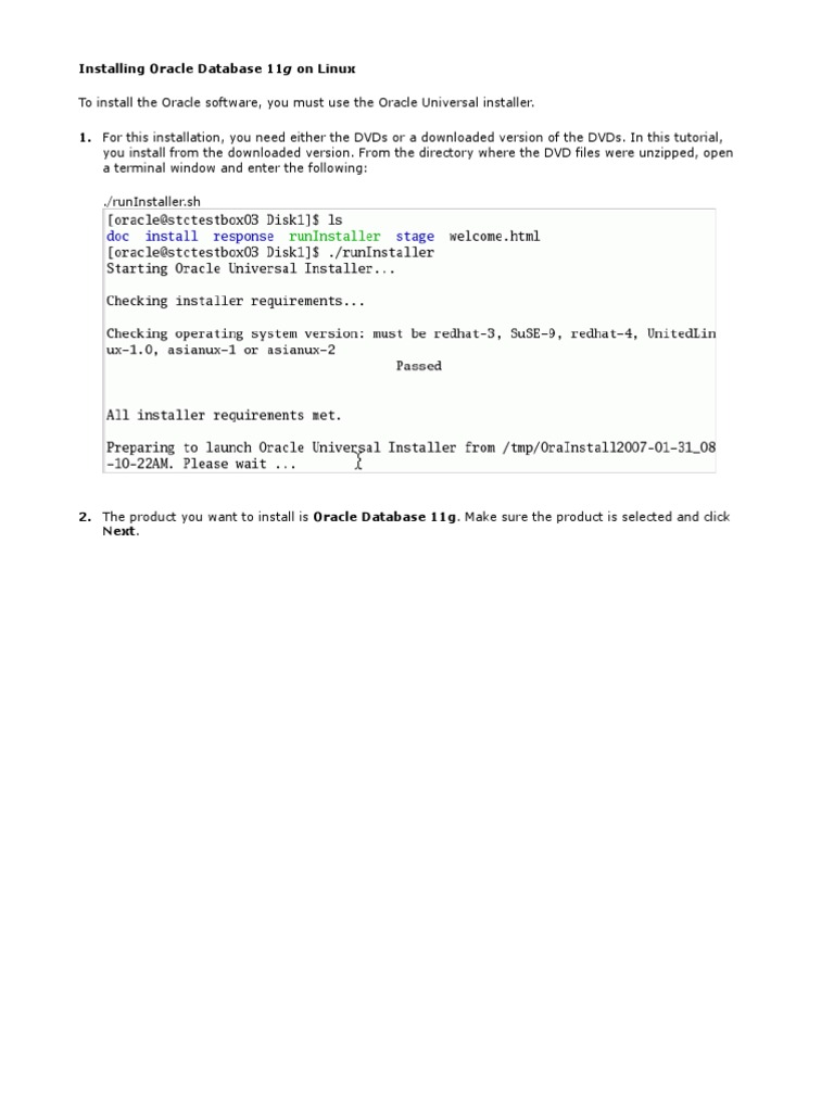 Installing Oracle Database 11g On Linux | PDF