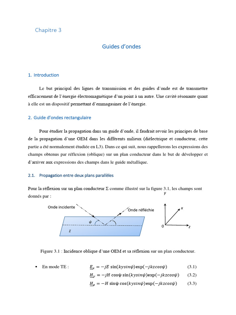 Propagation des ondes dans guides d'ondes | PDF | Réflexion (physique ...