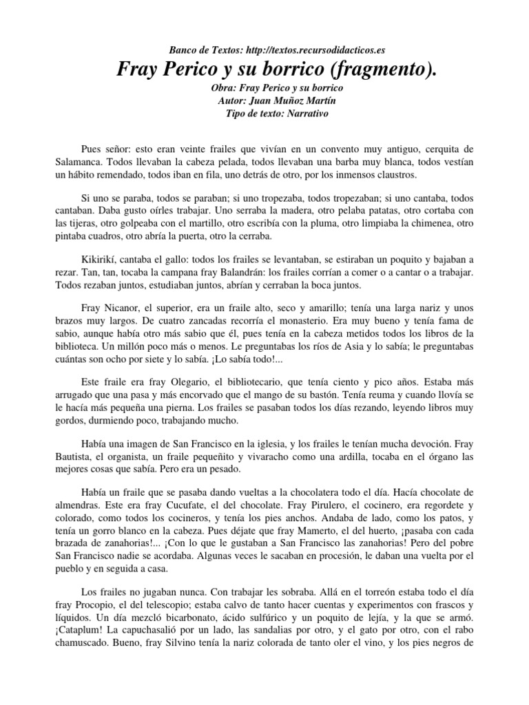 Fray Perico y Su Borrico (Fragmento) . | PDF