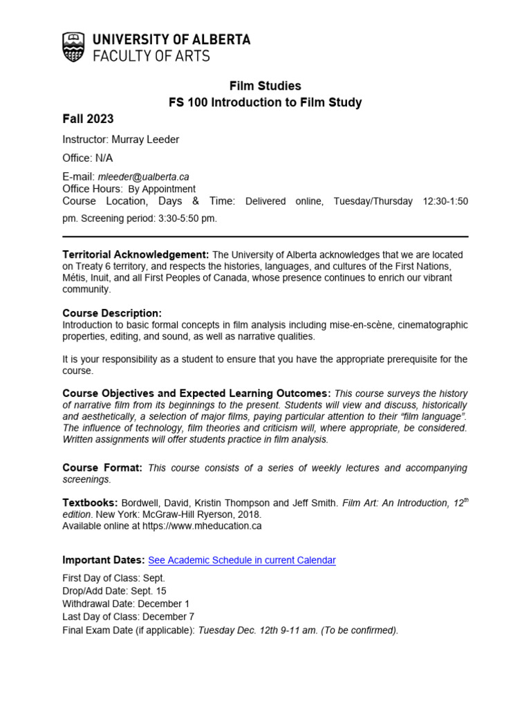 Intro to Film Studies Course | PDF | Academic Integrity