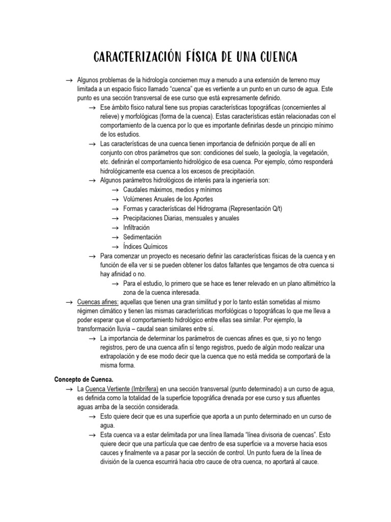Ut02 - Caracterización Física de Una Cuenca | PDF | Cuenca de drenaje | Hidrología