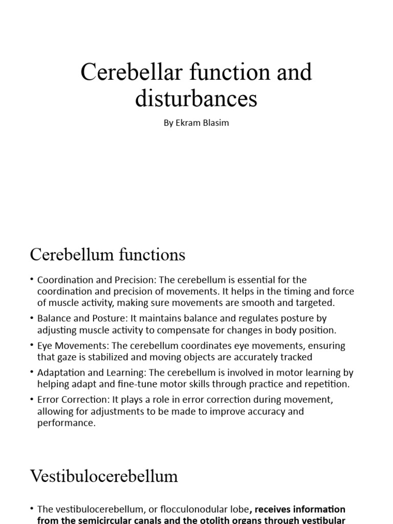 Cerebellar Function and Disturbances | PDF | Cerebellum | Neuroscience