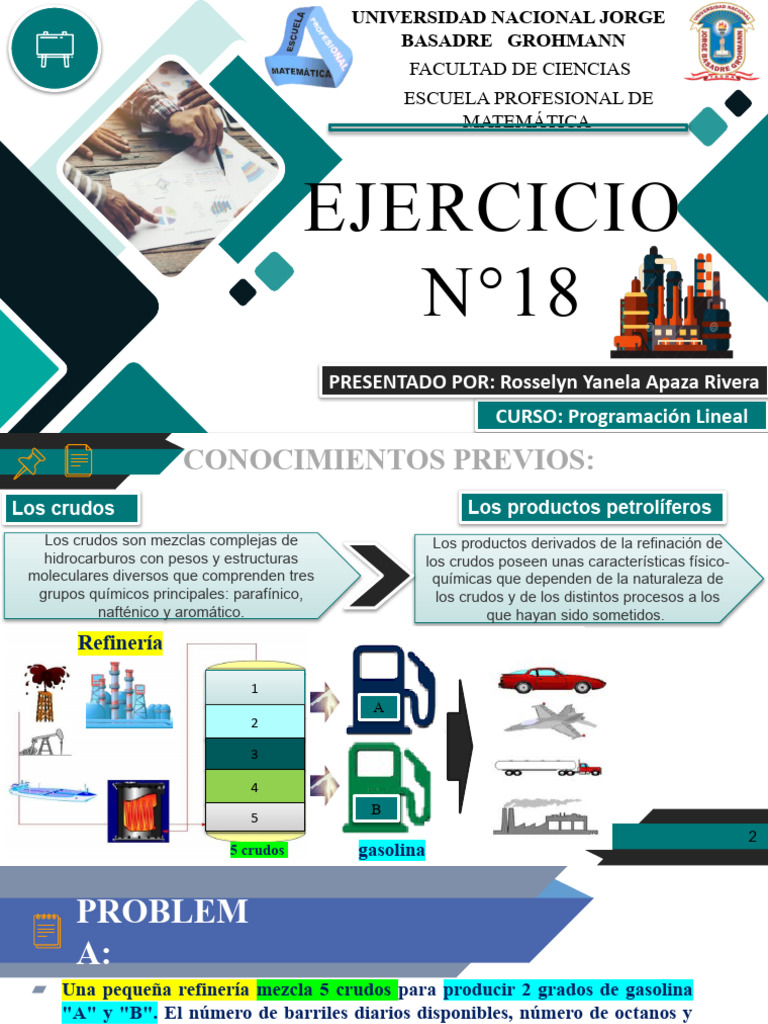 Ejercicio 18 Pl Rosselyn Yanela Apaza Rivera | PDF | Gasolina | Refinería de petróleo