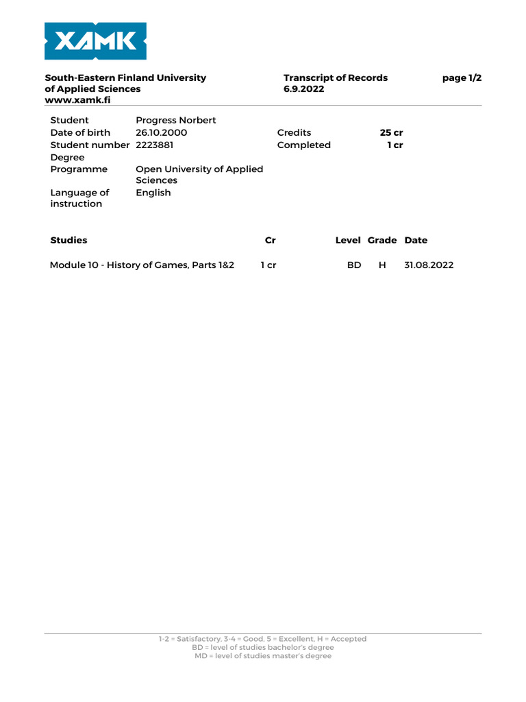 Xamk Game Developer | PDF | Art | Science & Mathematics