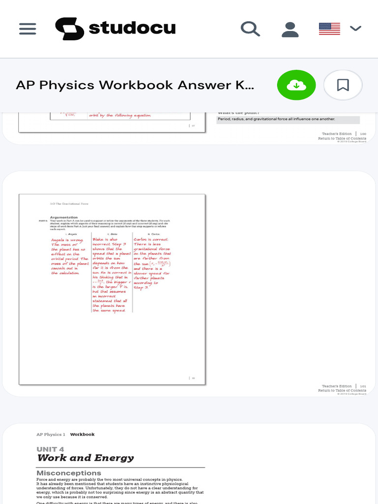 Ap Physics Work Sheet Answers Download Free Pdf Force Science