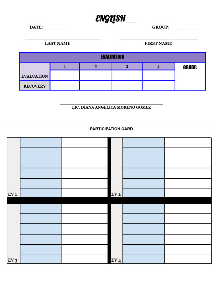 Participation Card and Grade | PDF