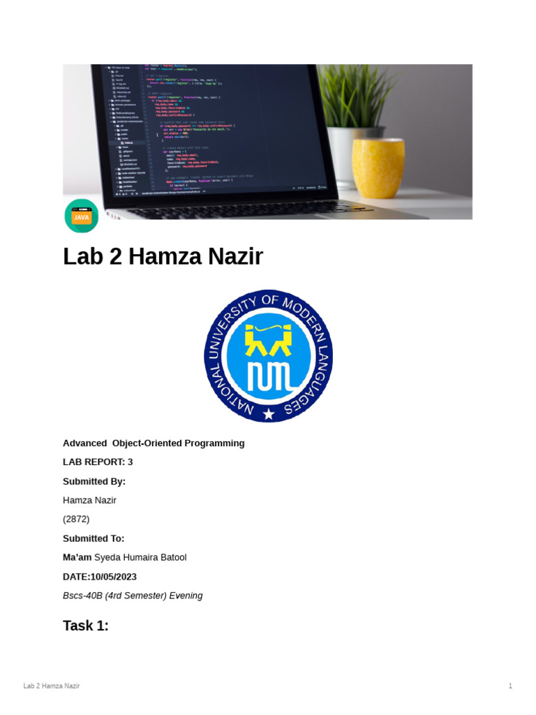 A Dvace Oop Lab Report Solved 2 4th Cs Pdf Class Computer Programming Method Computer 6136