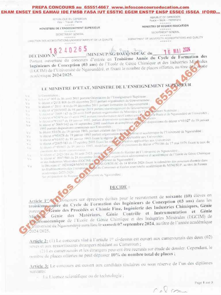 Concours Egcim Iii 2024 | PDF