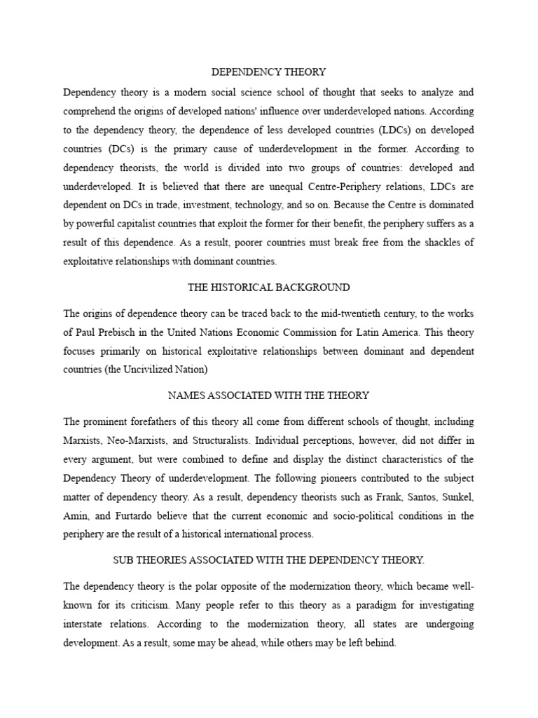 Dependency Theory Daniel's Quota | PDF | Economics | Political Economy