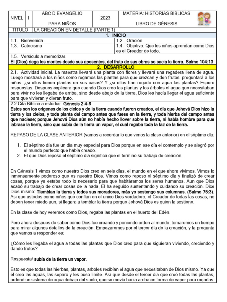 CLASE EC. Cita Biblica Gn. 2 - 4 - 6 (Guia Maestro) | PDF | Narrativa de la creación del Génesis ...