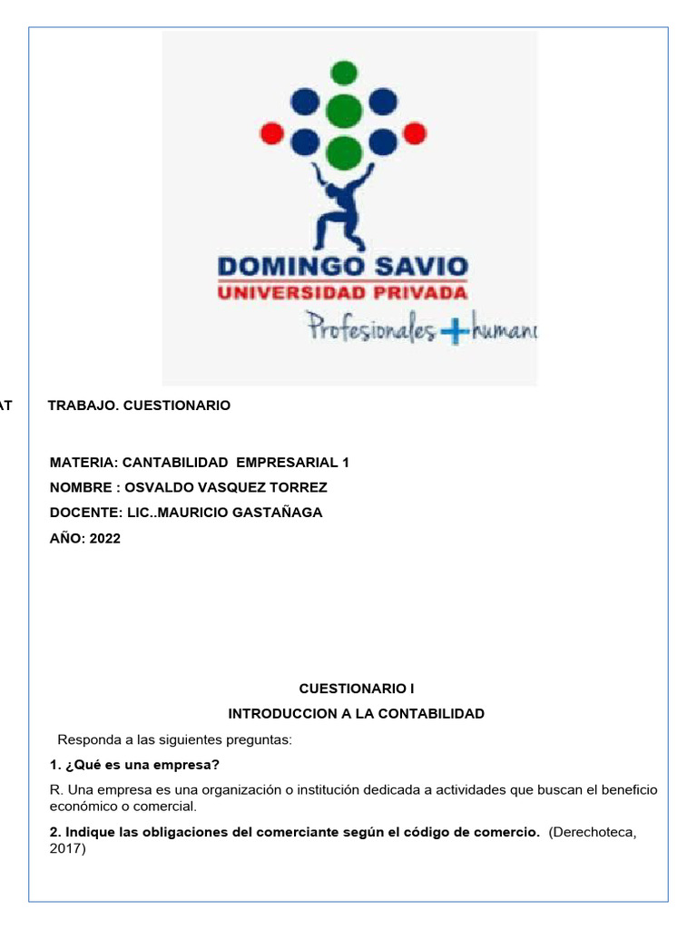 CUESTIONARIO Upds | PDF | Contabilidad | Cheque