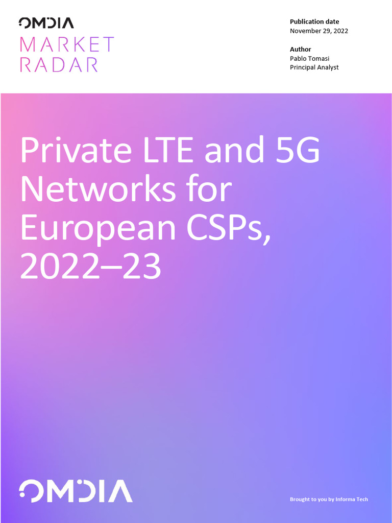 Omdia - Private Lte 5g Networks European Csps - Dec22 | PDF | Internet Of Things | Computer Security
