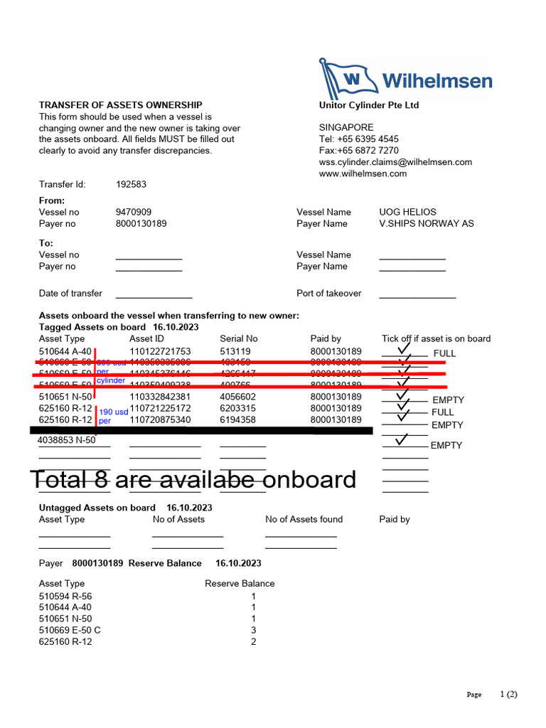 X Assets Transfer Form - 73002619 - FULL+EMPTY | PDF