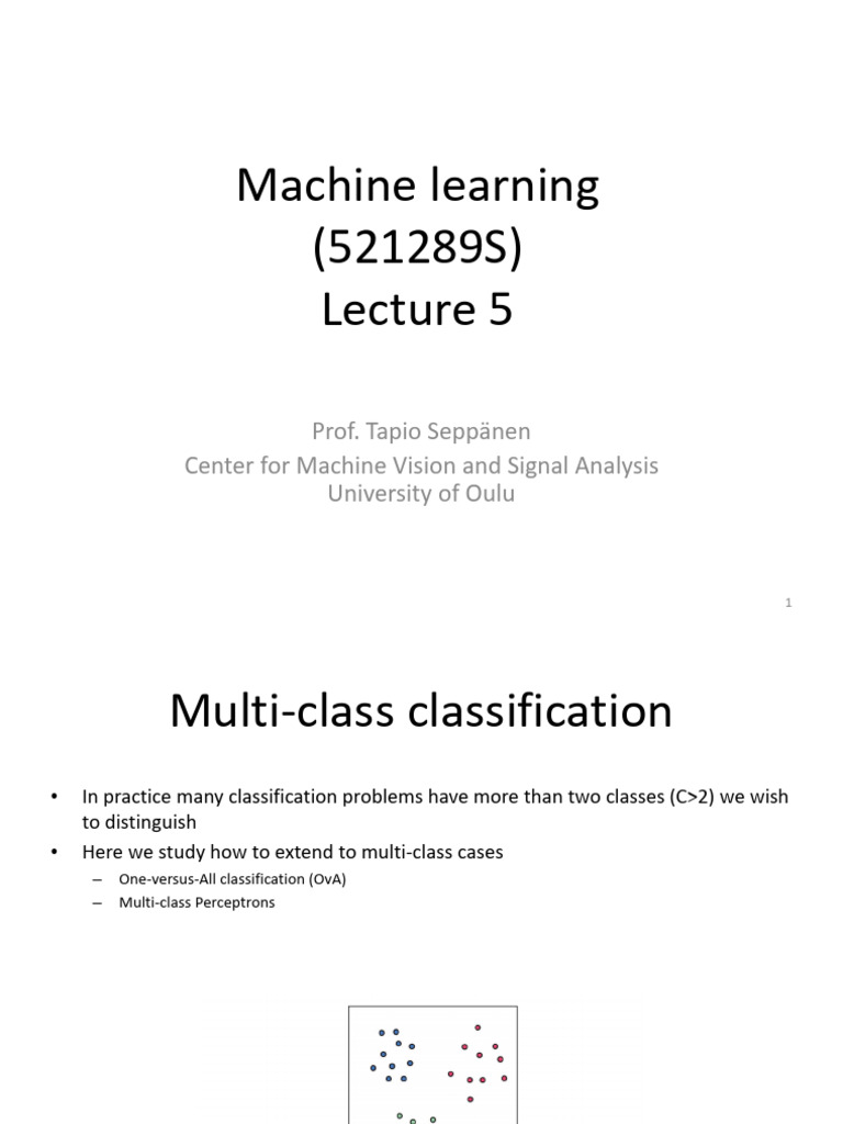 Multi-Class Classification Lecture | PDF | Statistical Classification | Algorithms