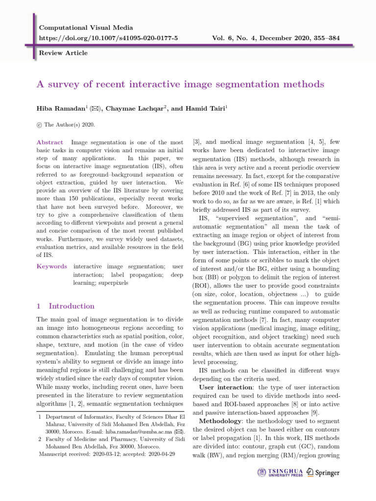 A Survey of Recent Interactive Image Segmentation Methods | PDF | Image Segmentation ...