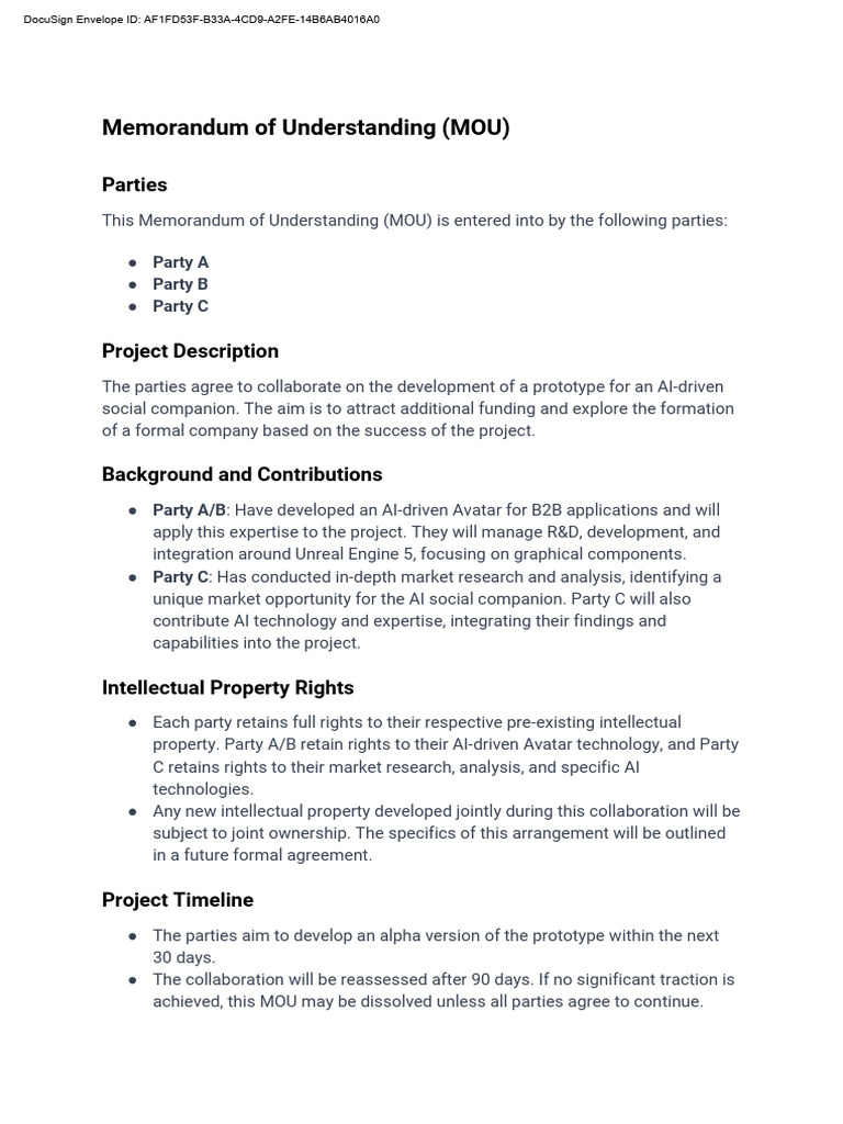 Memorandum of Understanding (MOU) - 0.docx | PDF | Memorandum Of ...