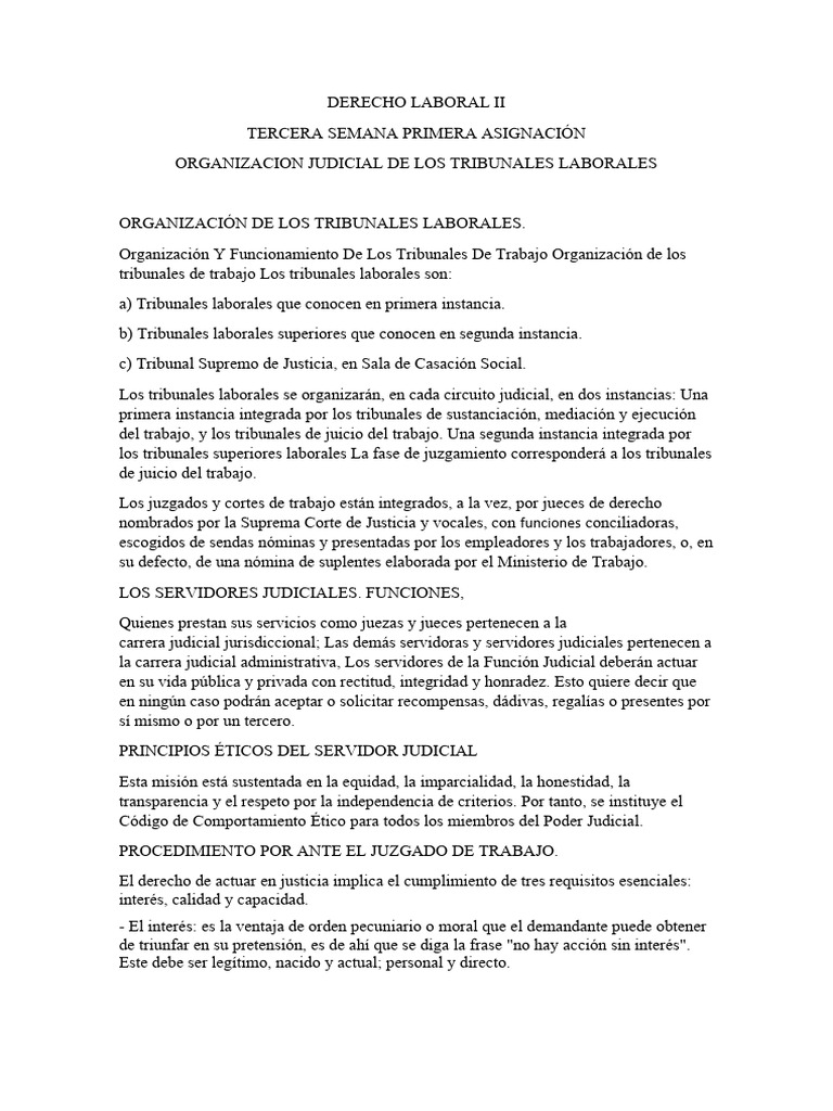 DERECHO LABORAL II Tercera Semana | PDF | Sentencia (ley) | Judicaturas