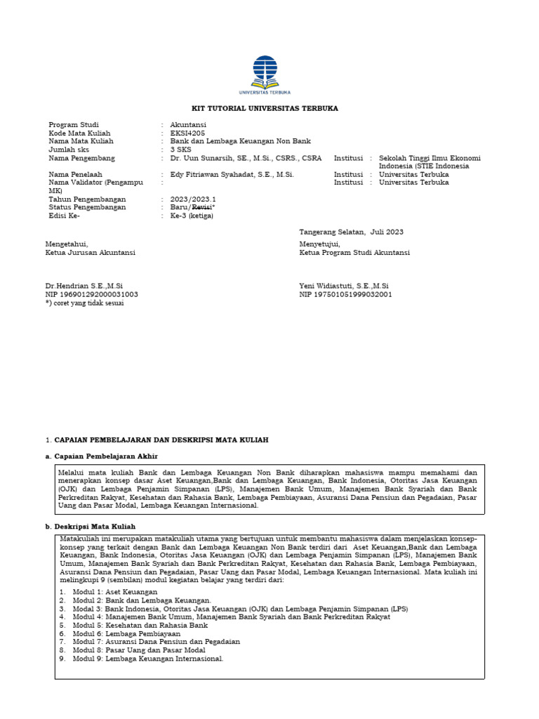 KIT TUTORIAL Bank Dan Lembaga Keuangan Dan Non Bank | PDF | Karier & Perkembangan | Pengelolaan ...