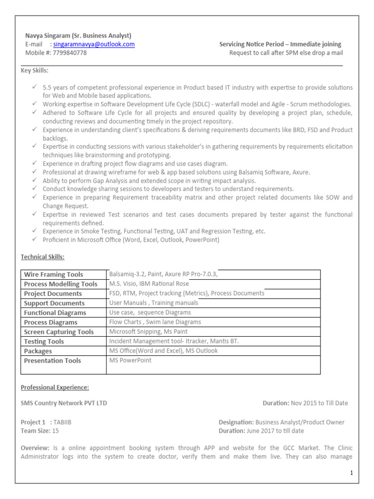 Navya Resume June 2018 Pdf Software Development Process Use Case
