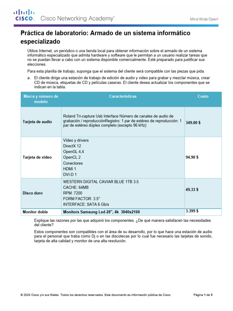 Practica 4.1- Armado de un sistema informático especializado | PDF | Disco compacto | Memoria de ...