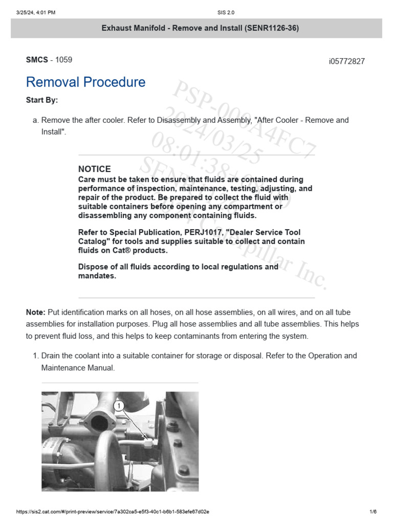 Exhaust Manifold - Remove and Install (SENR1126-36) | PDF | Equipment ...