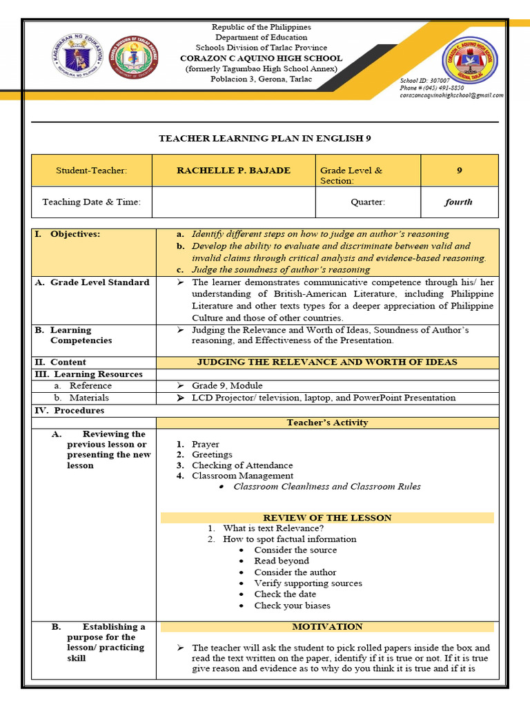 DLP 13 - Judging The Soundness of Author's Reasoning | PDF | Argument | Reason