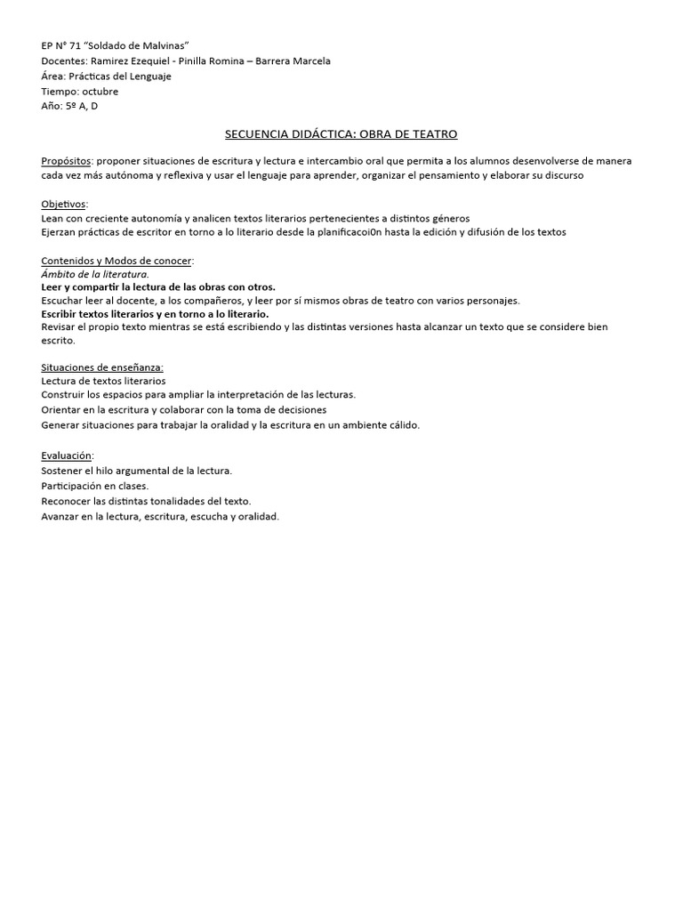 Secuencia-Obra de Teatro Ii | PDF | Teatro | Puntuación