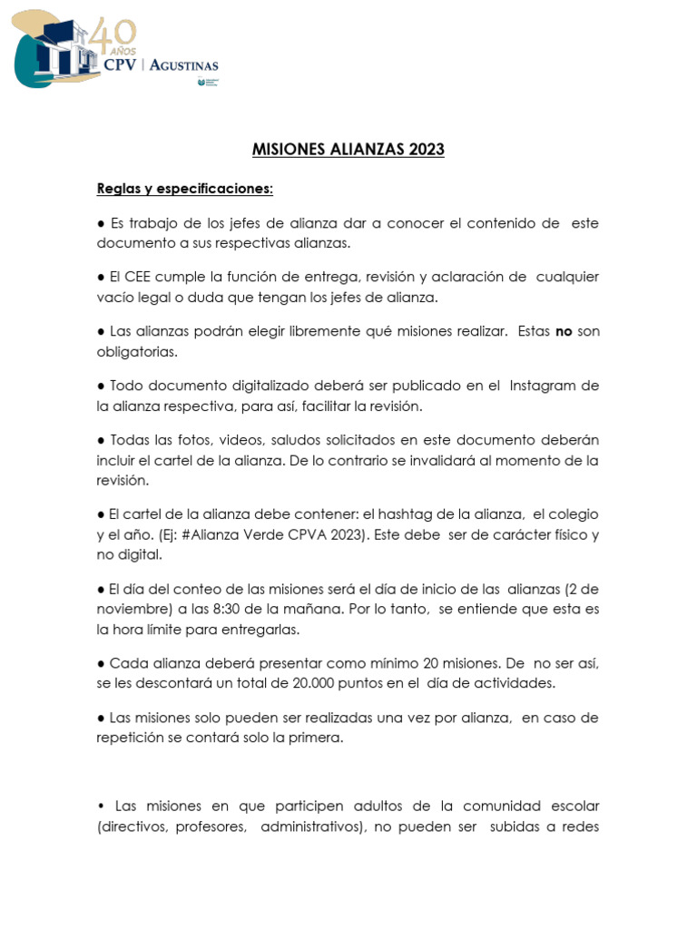 Misiones Alianzas 2023 | PDF