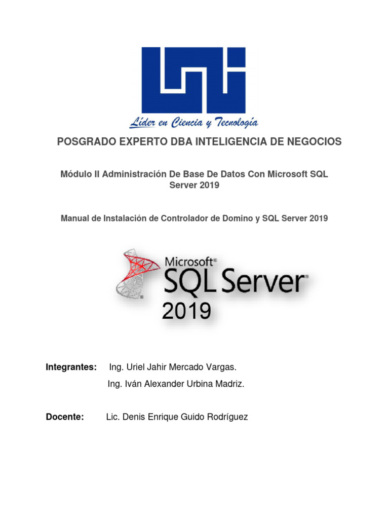 Manual de Administracion de Bases de Datos SQL 2019 | PDF | Servidor SQL de Microsoft | Dirección IP