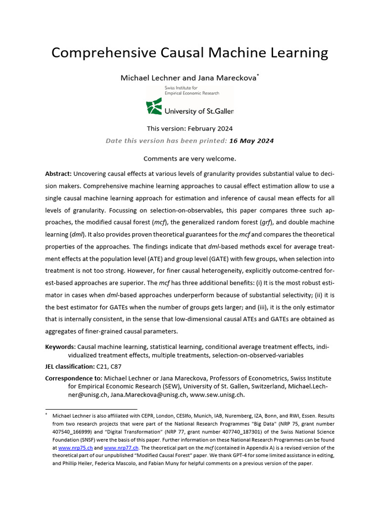 Comprehensive Causal Machine Learning | Download Free PDF | Estimator | Statistical Inference