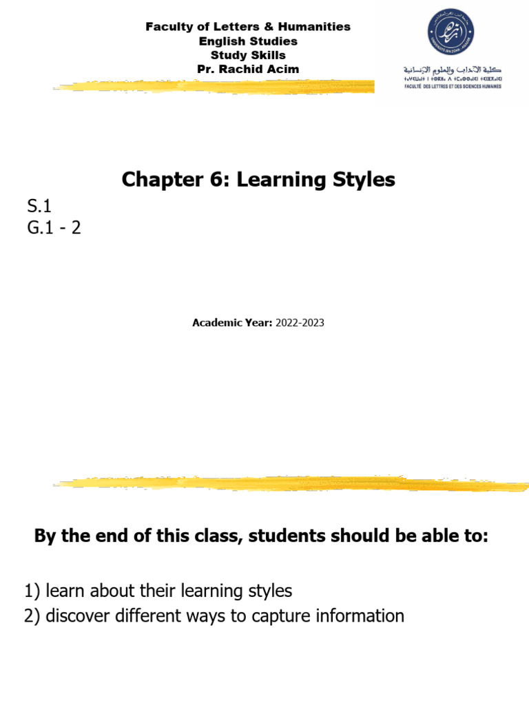 Chapter 6 - Learning Styles - Prof. Acim | PDF | Learning Styles | Teachers